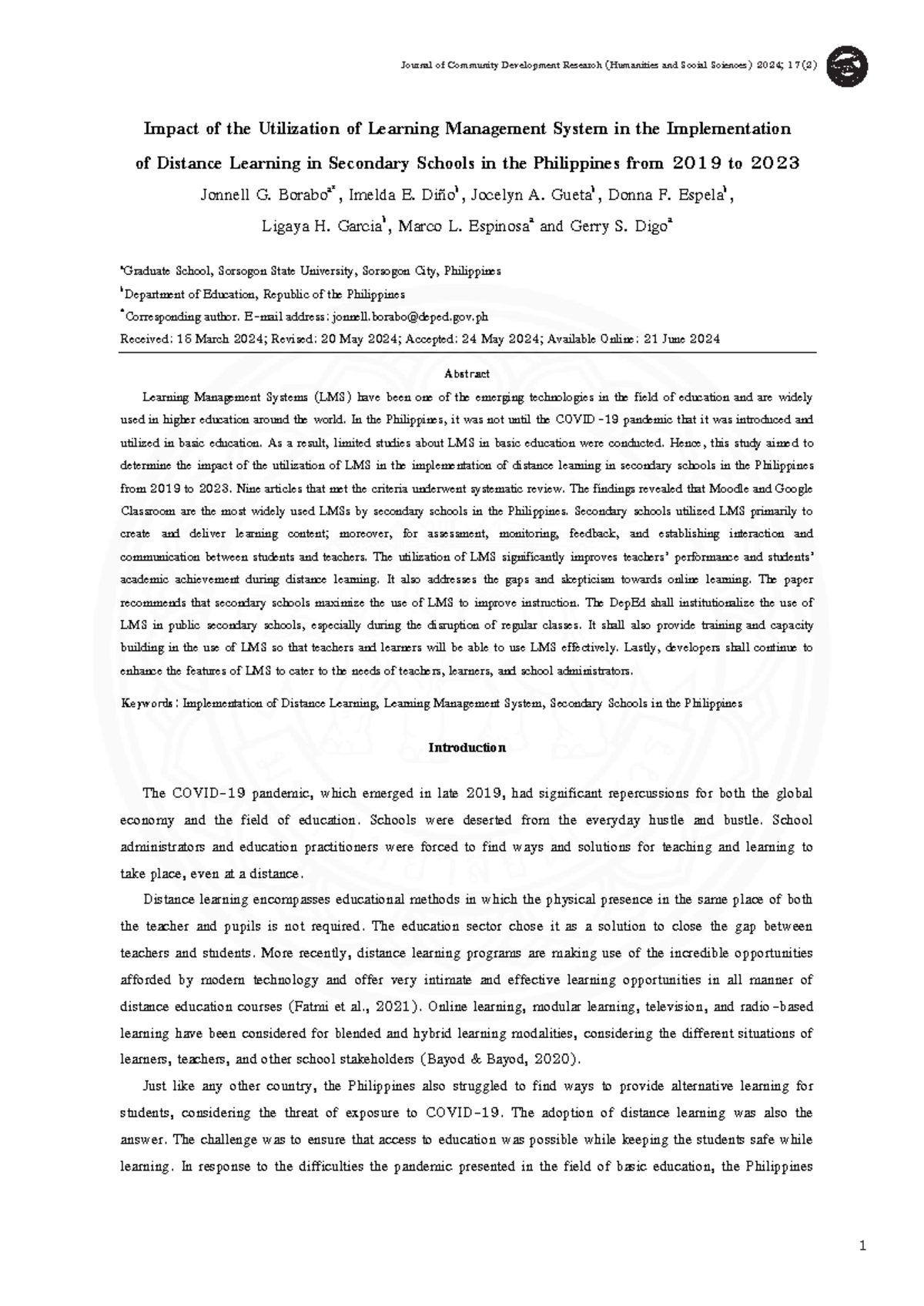 Impact of LMS on Distance Learning in Secondary Schools (2019-2023 ...
