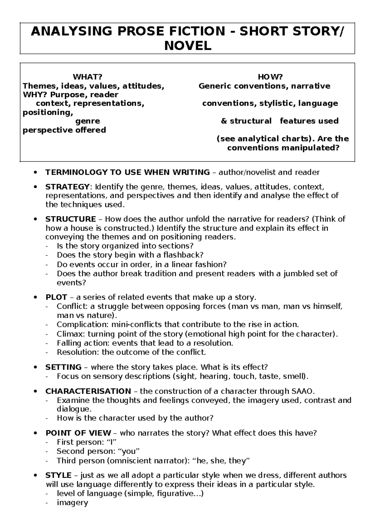 ENG101 - MOCK Revision: Analyzing Prose Fiction & Visual Texts - Studocu