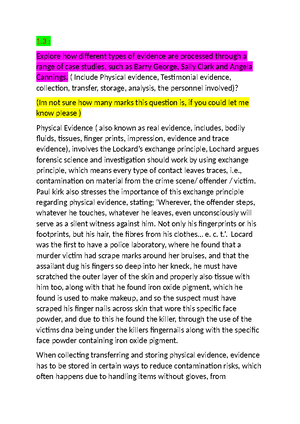 [Solved] Explain the continuity of forensic evidence - Criminology ...