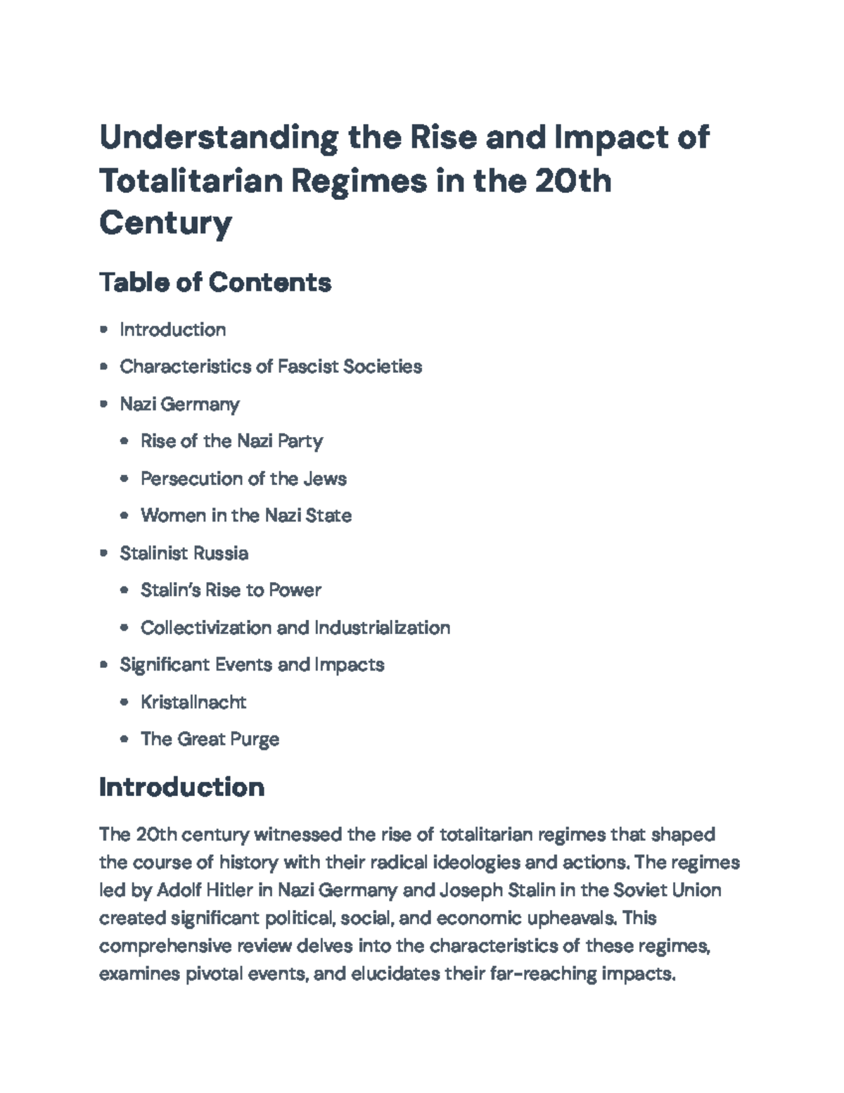 Understanding Totalitarian Regimes: Nazi Germany & Stalin's USSR ...