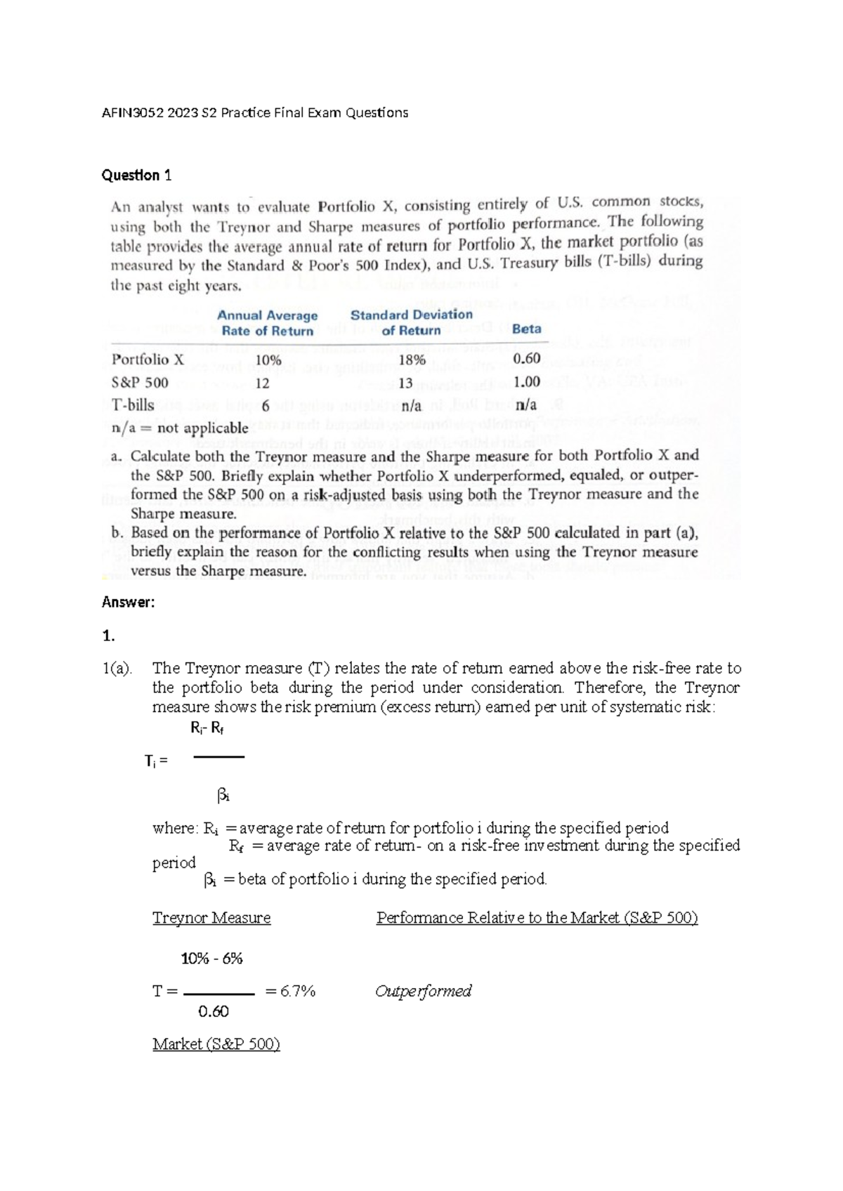 AFIN3052 2023 S2 Practice Final Exam Questions and Answers - Studocu