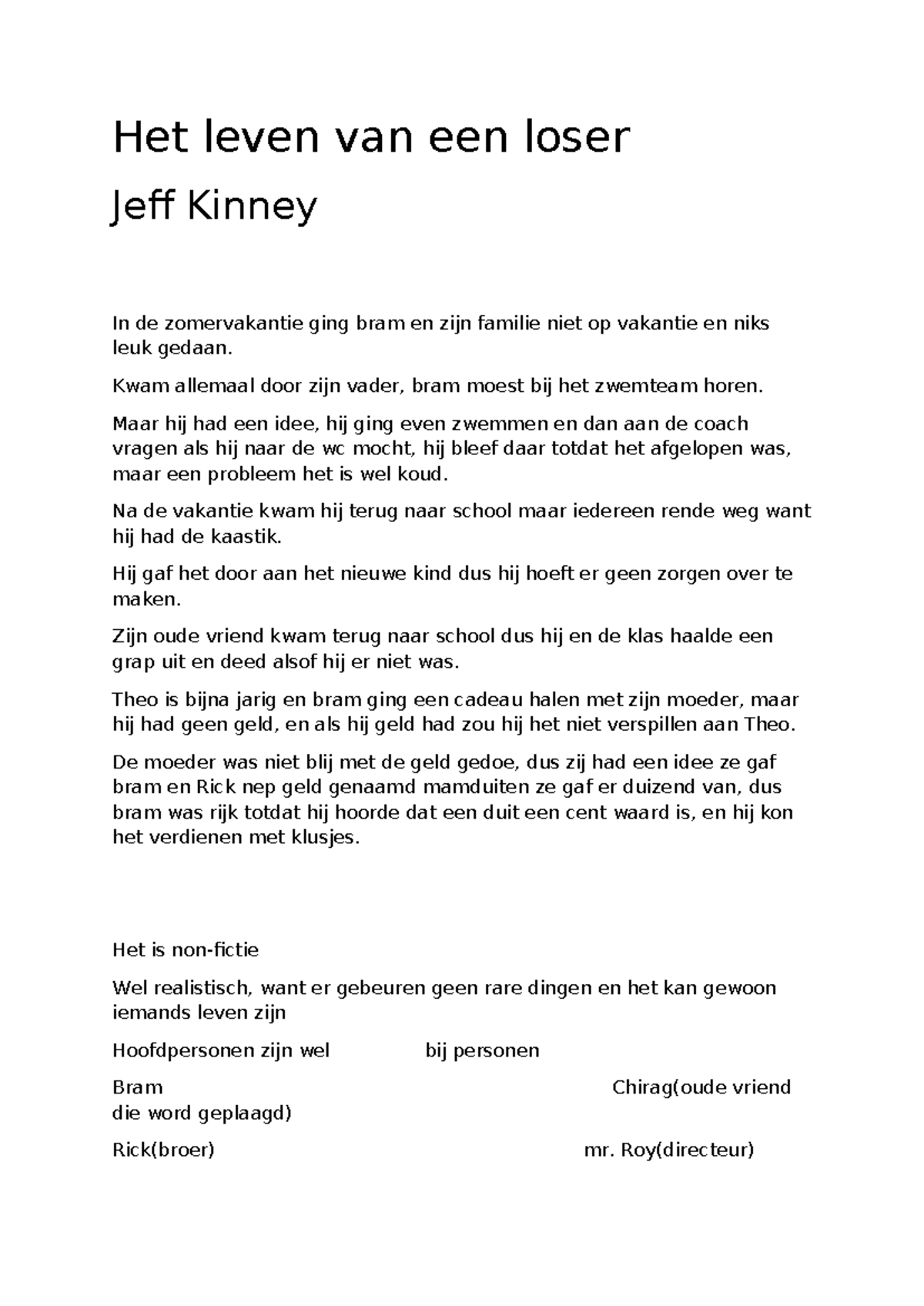 Het leven van een loser - Samenvatting en Analyse - Studeersnel