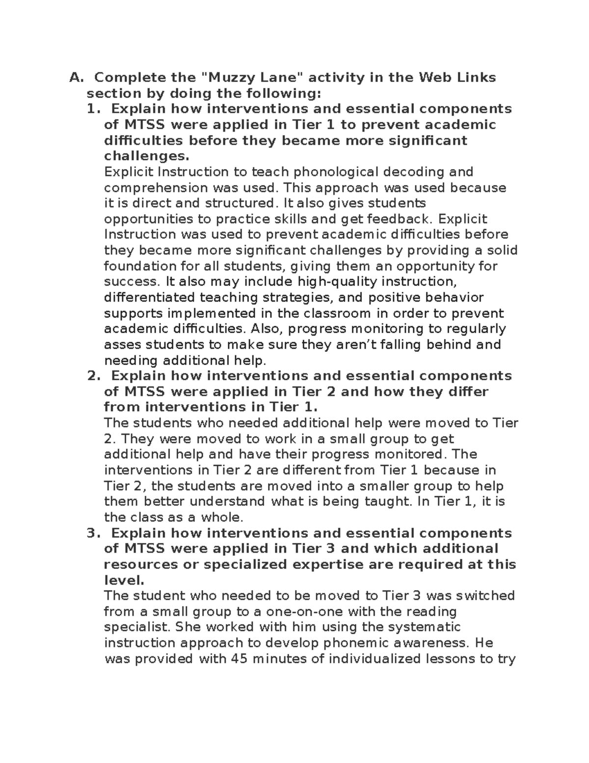 D662 - MTSS Interventions: Tiers 1, 2, and 3 Explained - Studocu