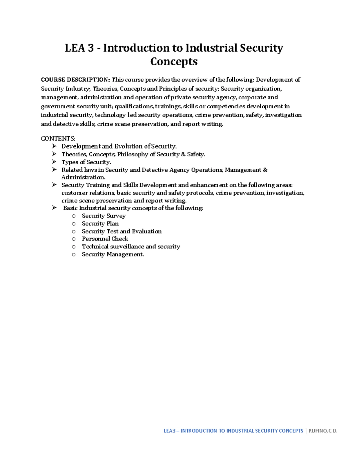 LEA3 - Industrial Security Concepts Final - LEA 3 - Introduction to Industrial Security Concepts ...