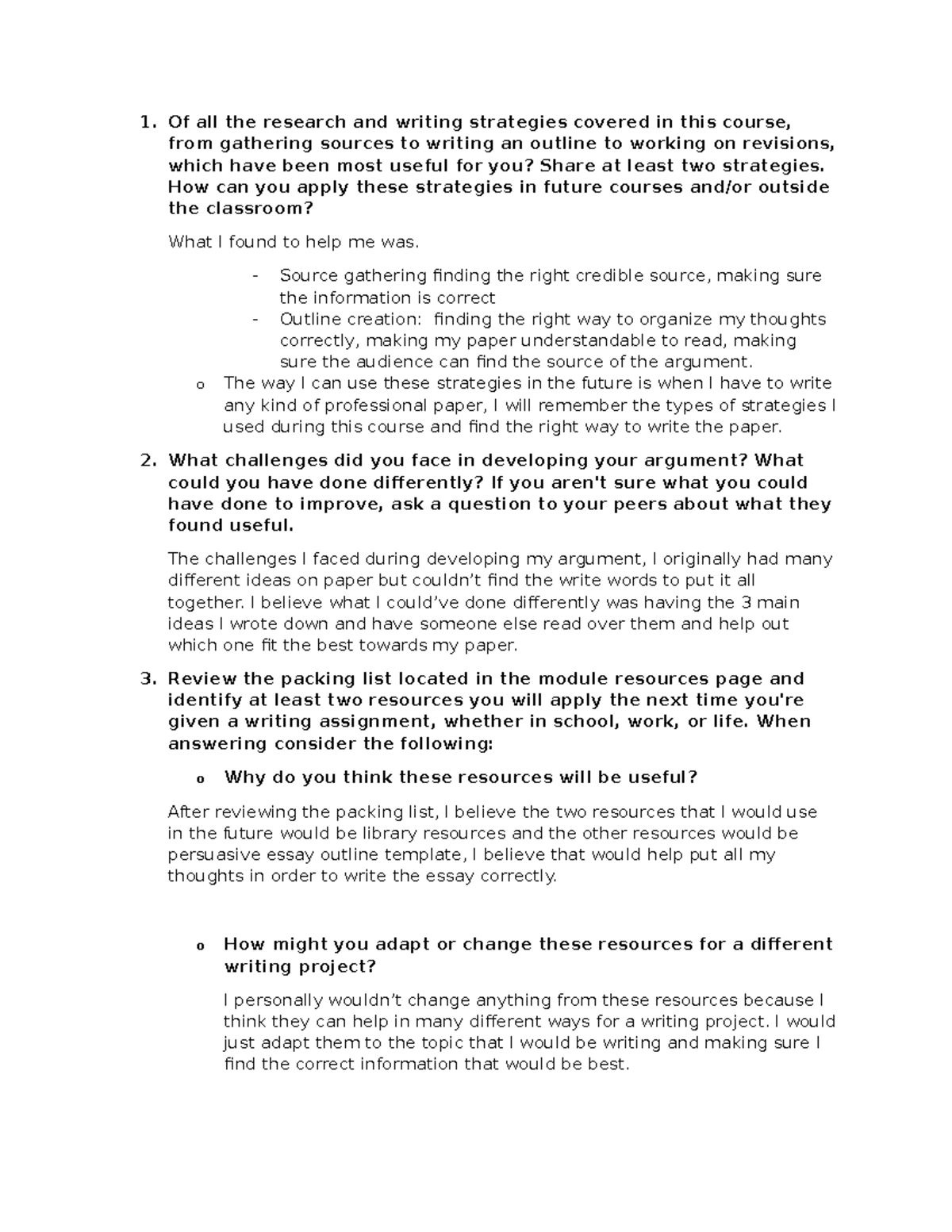 Eng 190 Module 8: Writing Strategies and Challenges Reflection - Studocu