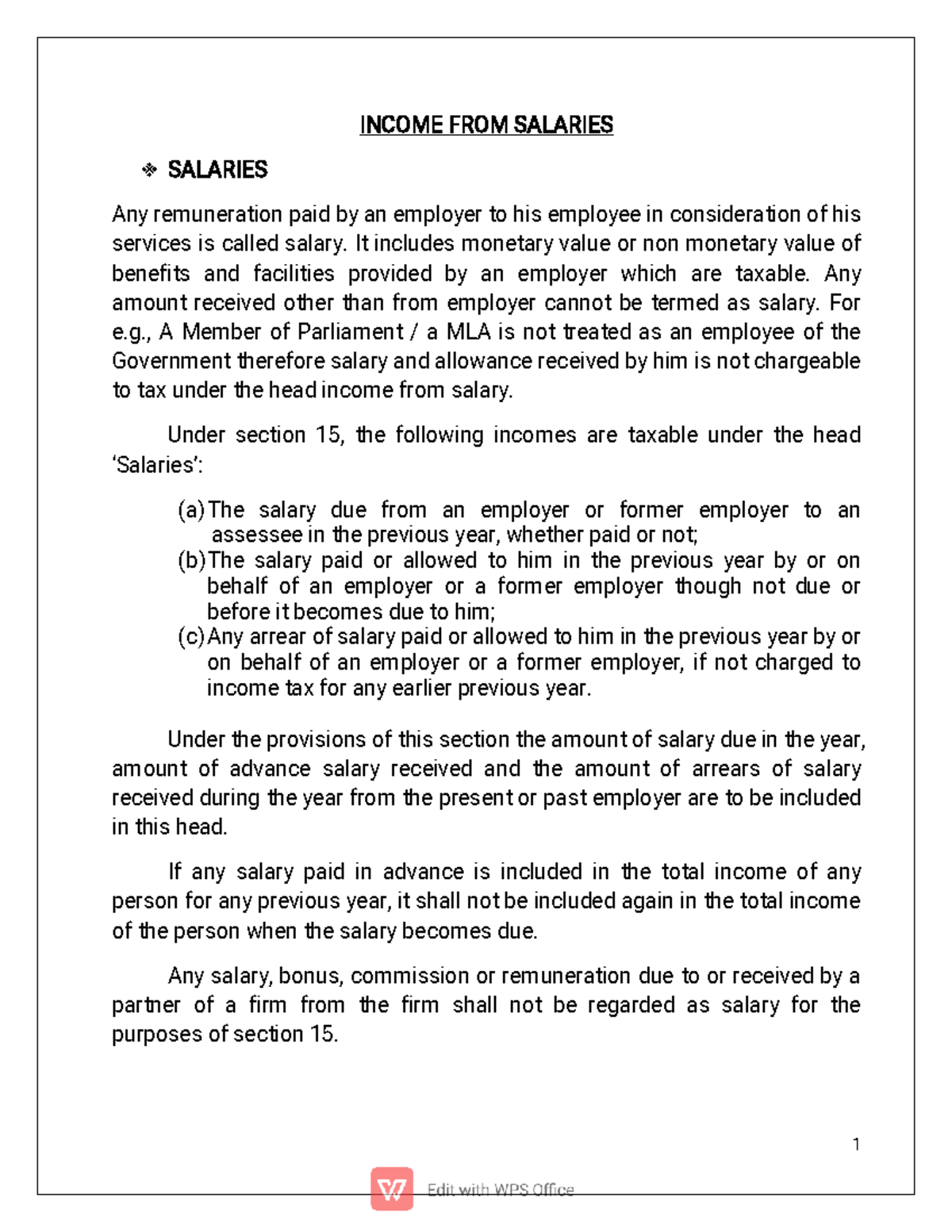 Unit - 2 Final Notes on Income from Salary Theory - Studocu