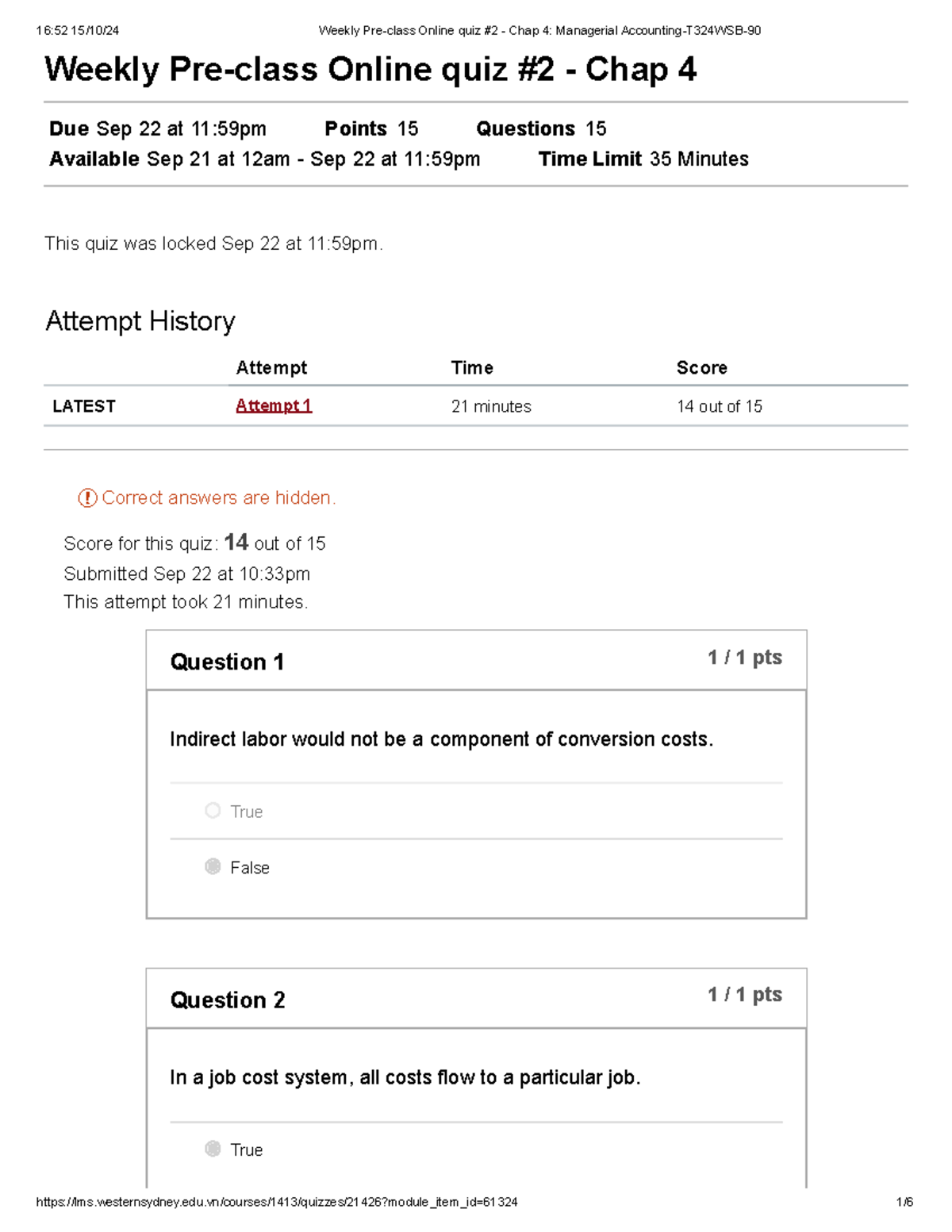 16:52 Weekly Online Quiz #2: Chap 4 - Managerial Concepts - Studocu
