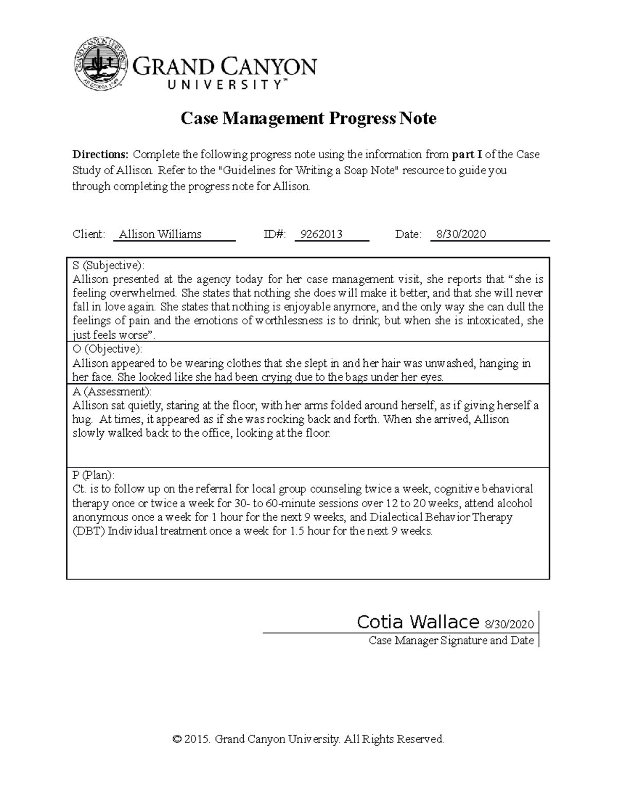 Case Management Progress Note - Case Management Progress Note ...