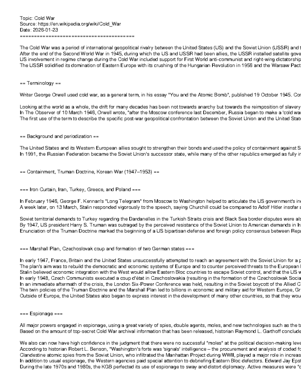 Cold War Overview: Key Events and Concepts (HIST 101) - Studocu