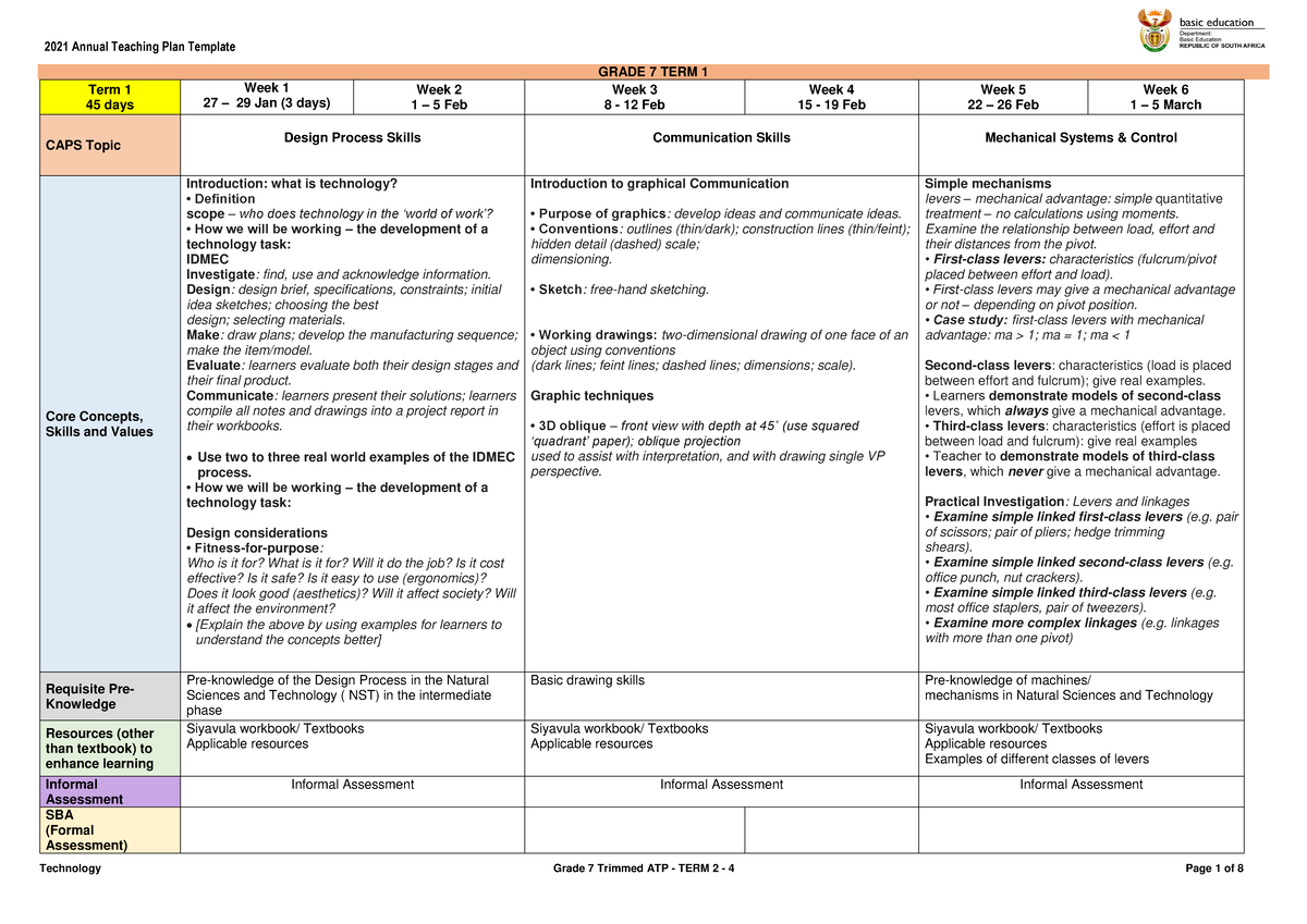 Grade 7 Technology Curriculum Overview (2021) - ATP - Studocu
