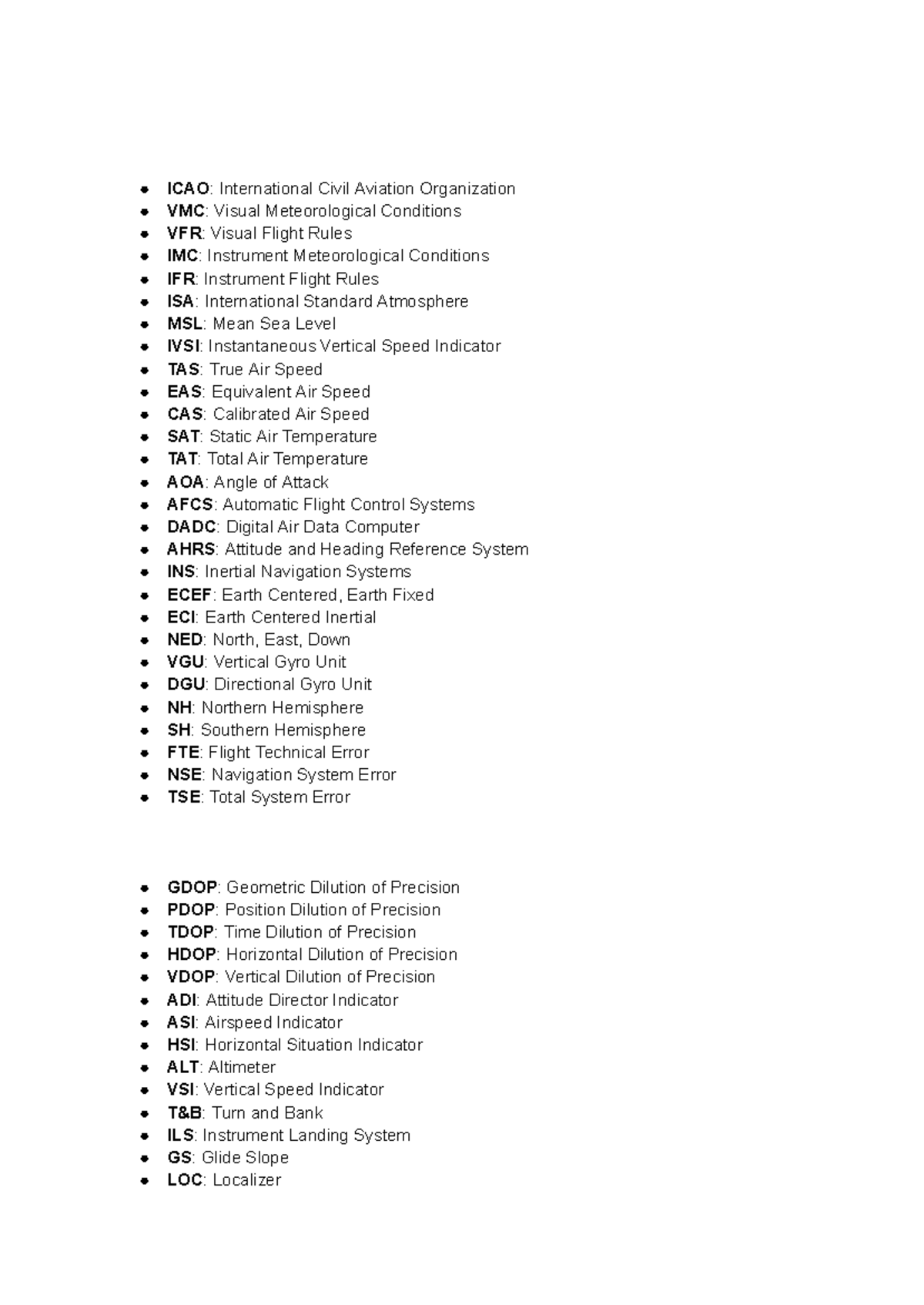 ICAO Acronyms and Definitions for Aviation Terms - Studeersnel