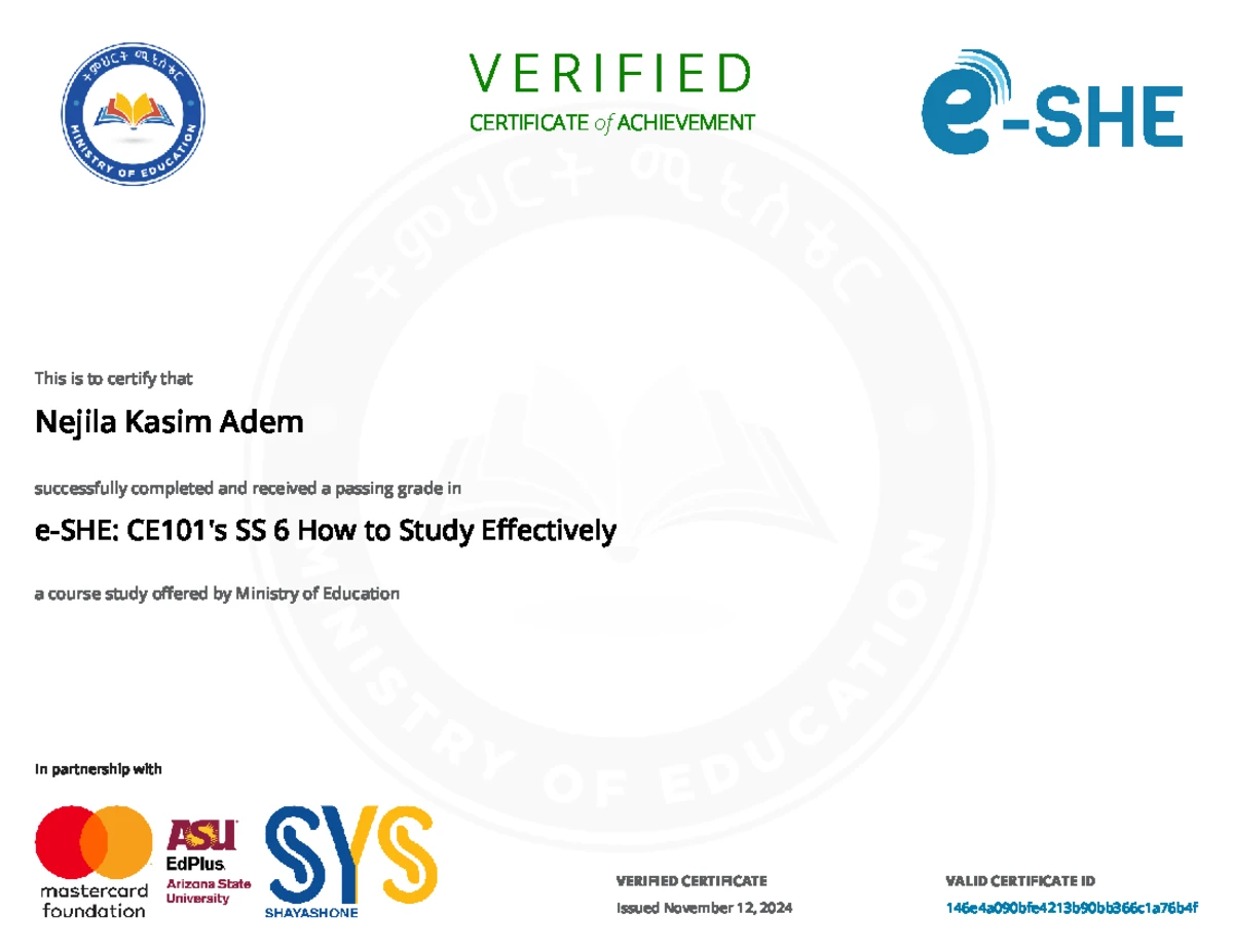 E-SHE CE102 Certificate how to evaluate resource - Environmental ...