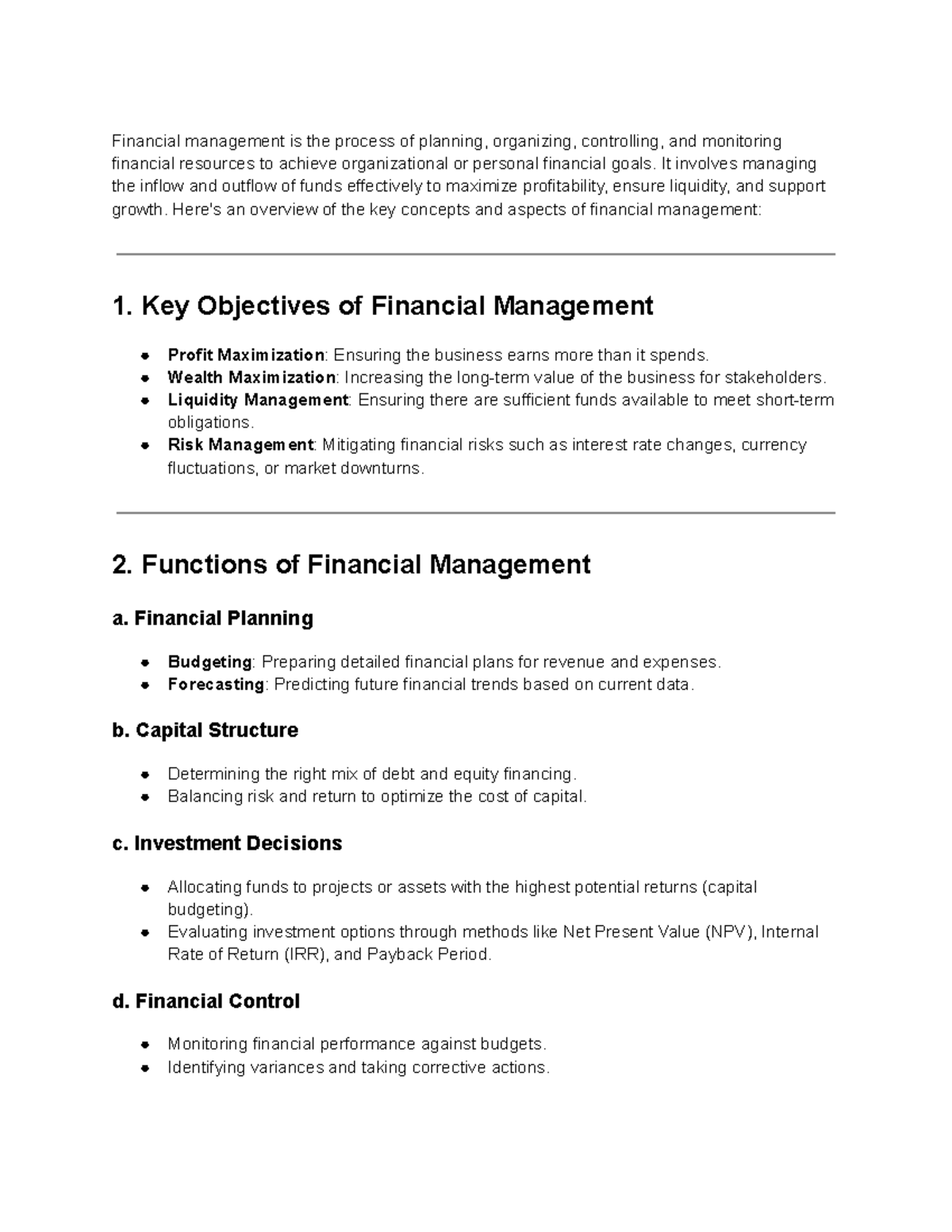 FM Types and Principles - Financial management is the process of ...