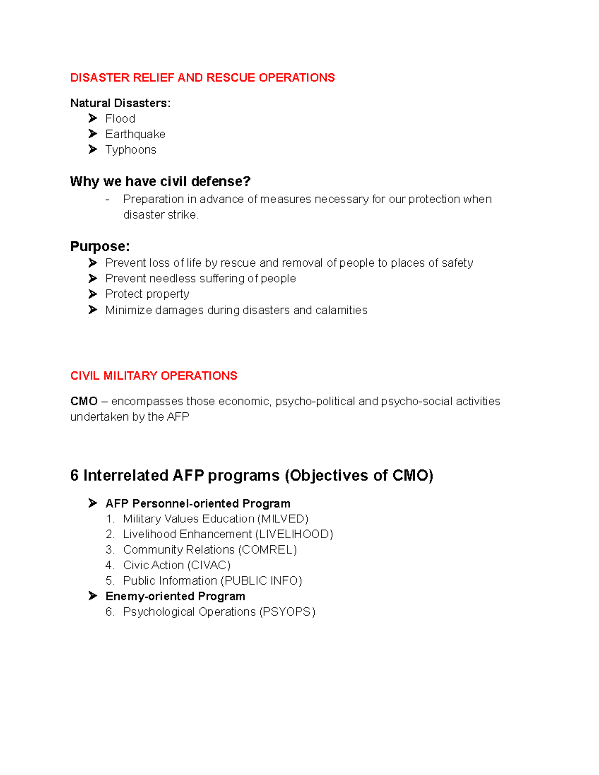 ROTC reviewer for Finals - DISASTER RELIEF AND RESCUE OPERATIONS ...