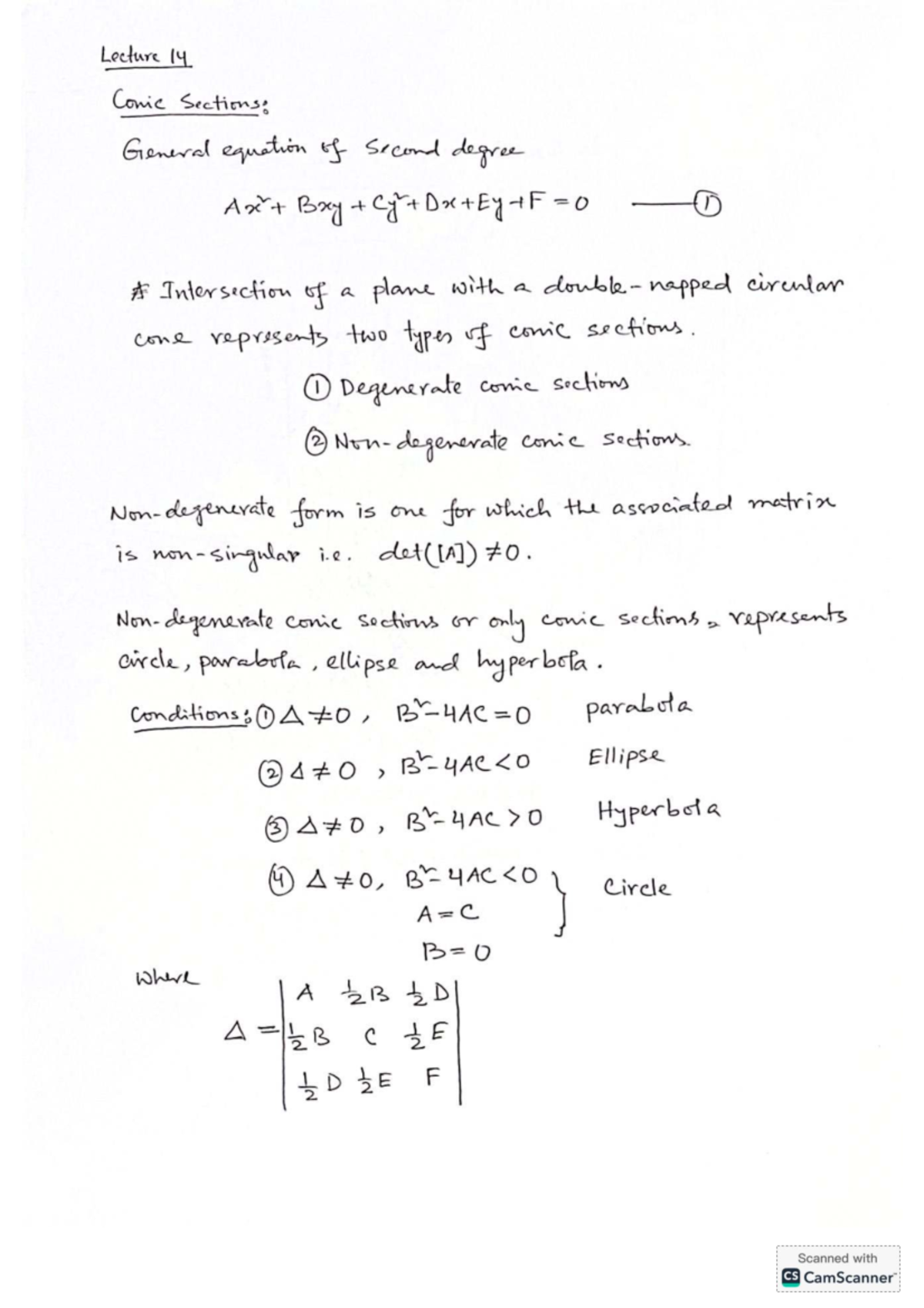 Lecture 14: Conic Sections and Their Standard Forms - Studocu