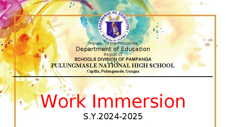 Immersion ACR Report 2024-2025 - Department of Education ####### Region ...