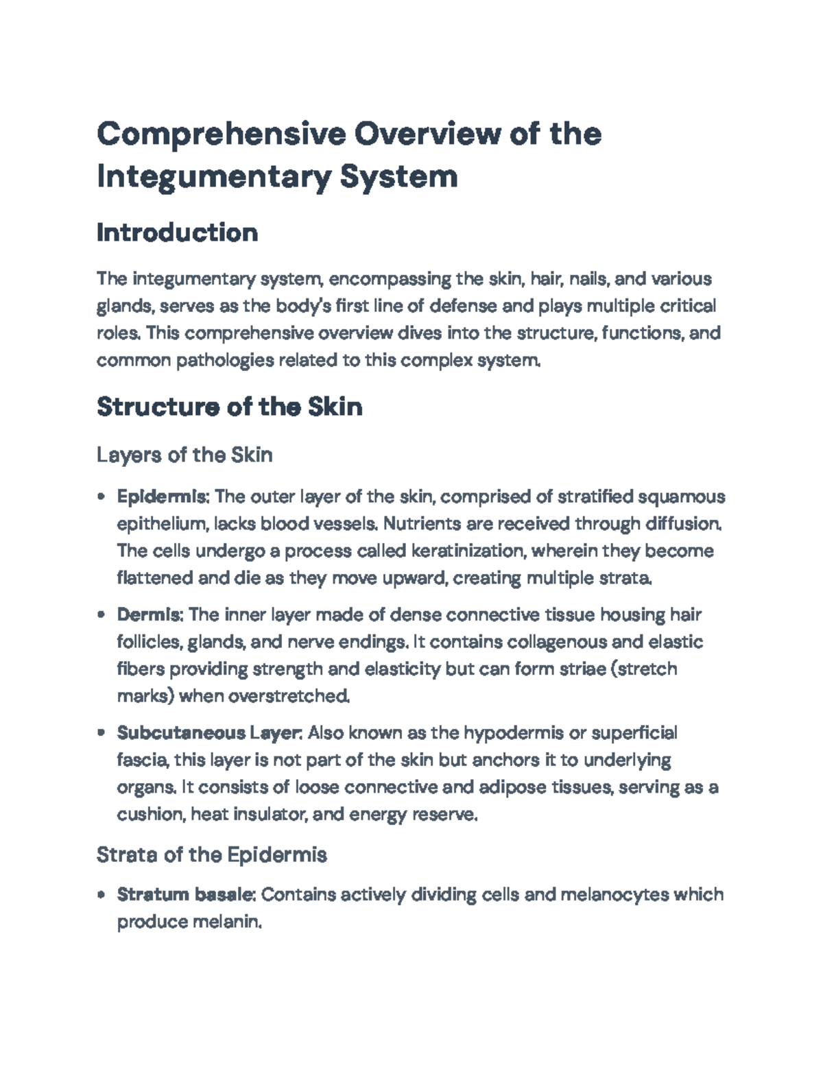 Integumentary System Overview: Structure, Functions, and Pathologies ...