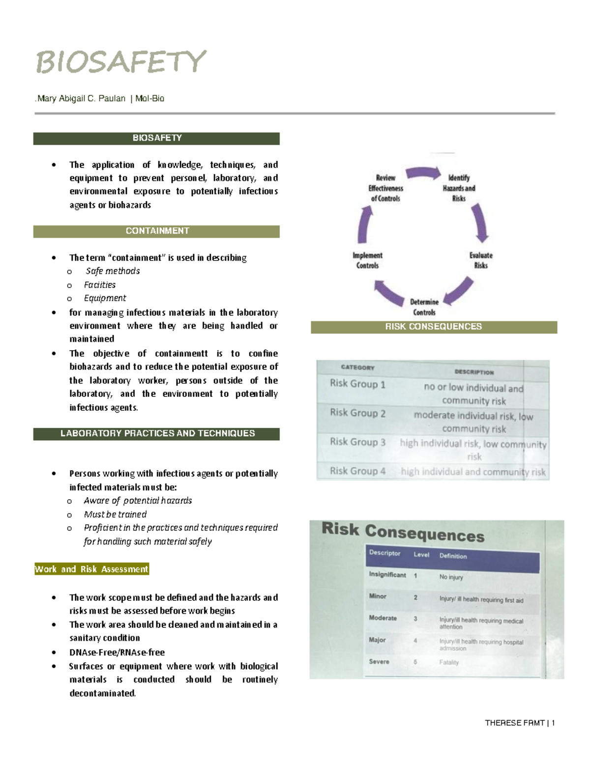 Bio-Safety - bio safety - BIOSAFETY .Mary Abigail C. Paulan | Mol-Bio ...