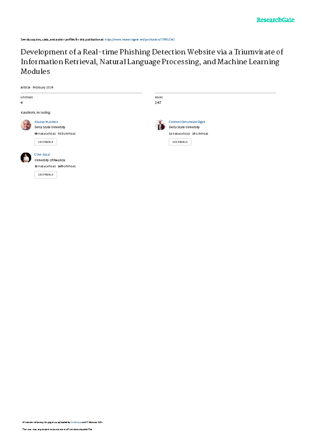 Development of a Phishing Detection Website: IR, NLP & ML Modules ...