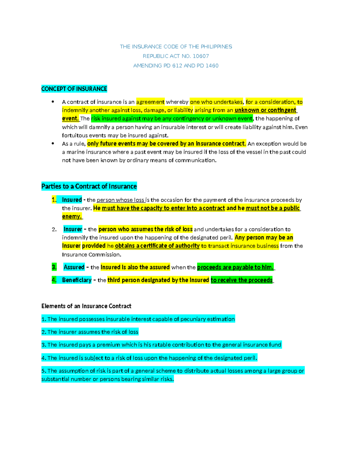 Insurance Code of the Philippines: RA 10607 Overview and Key Concepts ...