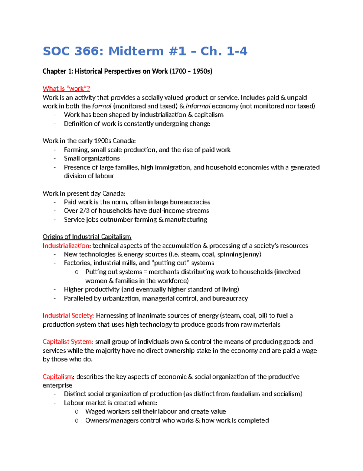 SOC 366 Ch 1 4 Notes - SOC 366: Midterm #1 – Ch. 1- Chapter 1 ...