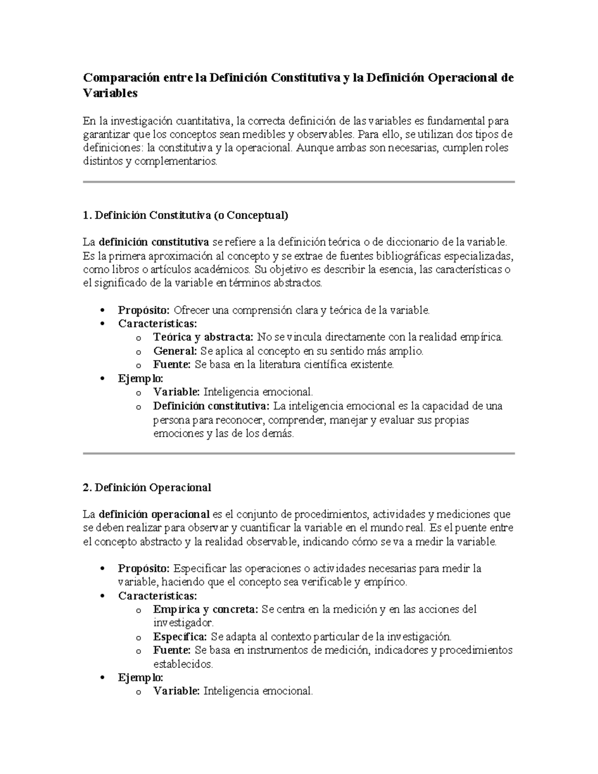 Comparación de Definiciones Constitutiva y Operacional de Variables ...