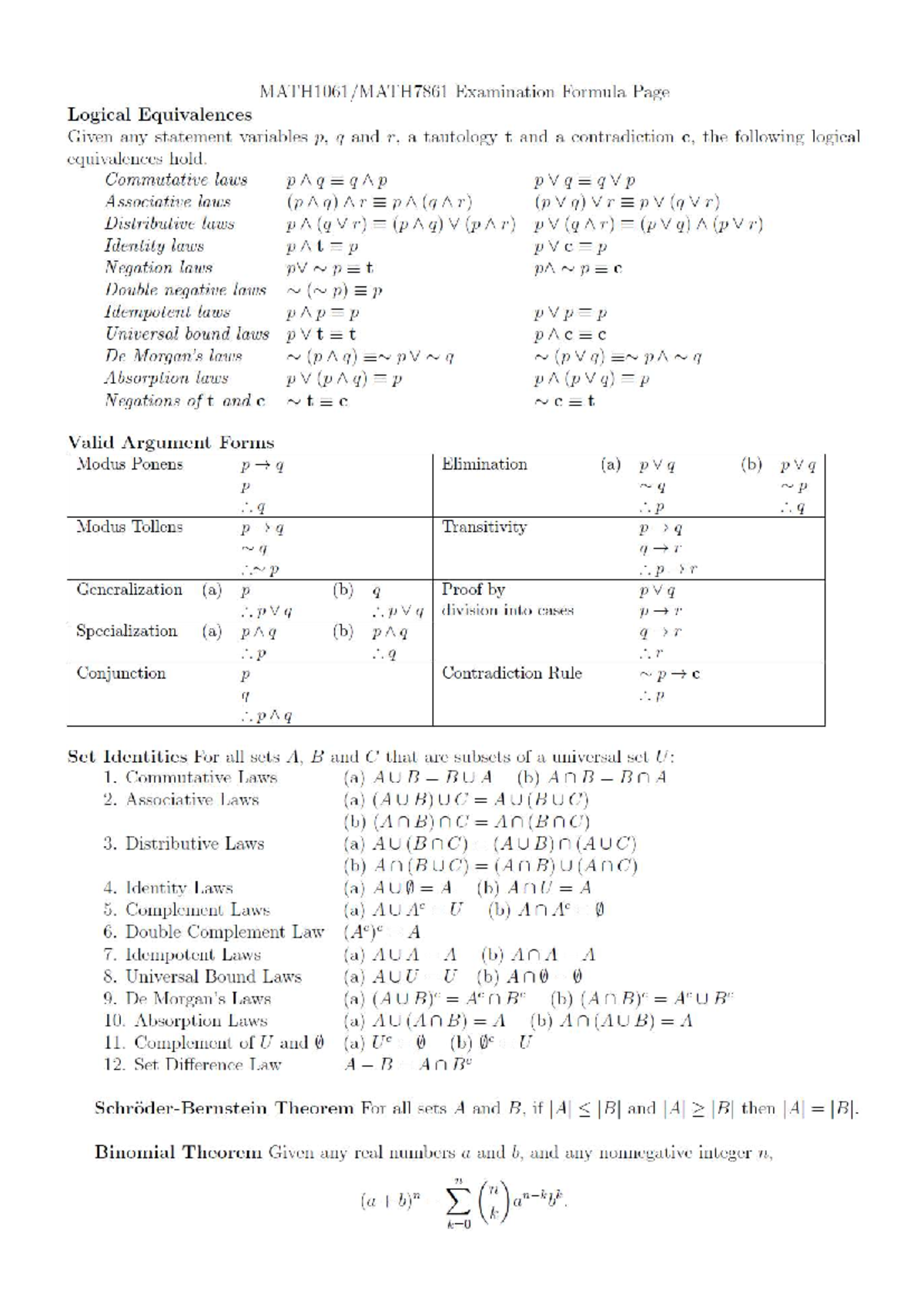 Essential Formula Sheet for Key Concepts and Applications - Studocu