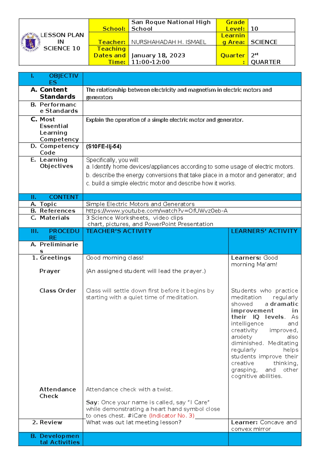 DLL for Science G10 Q2 Week 2: Electromagnetic Waves Lesson Plan - Studocu