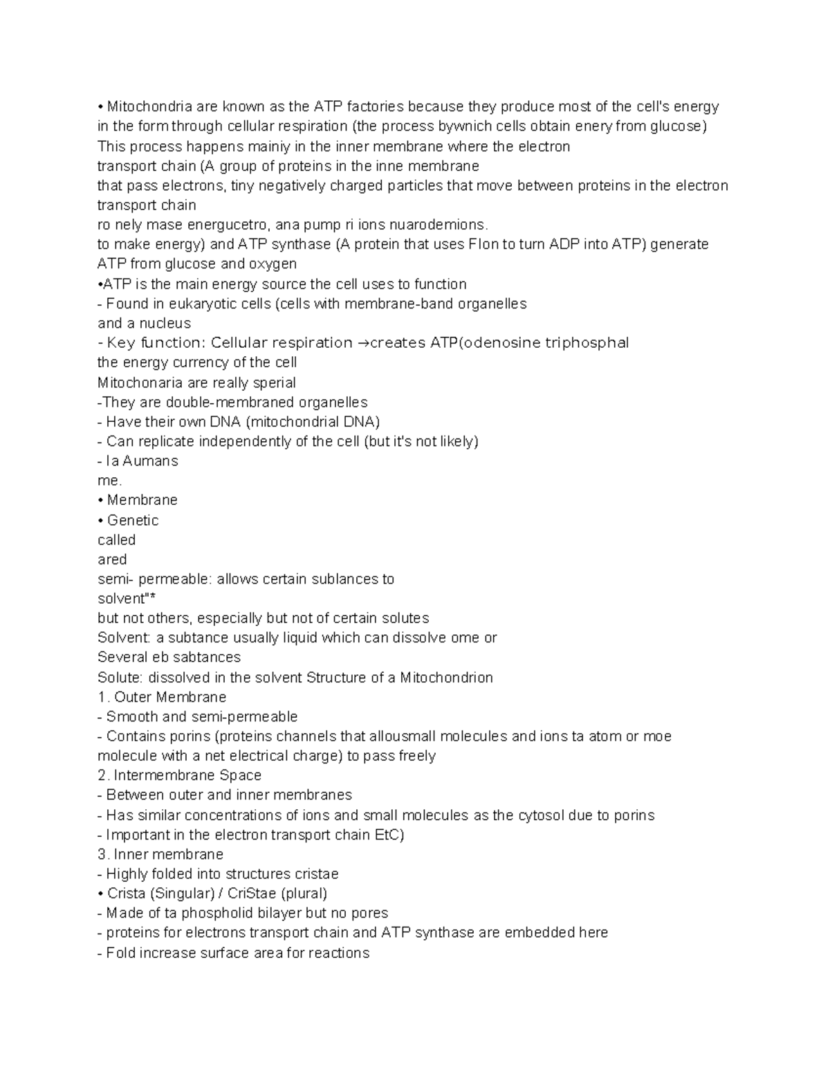 Mitochondria: ATP Production & Cellular Respiration Notes (Bio 101 ...