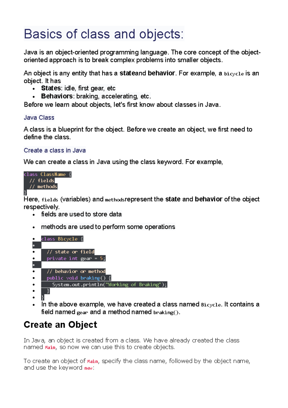 Java Unit 2 Comprehensive Notes On Classes And Objects Studocu