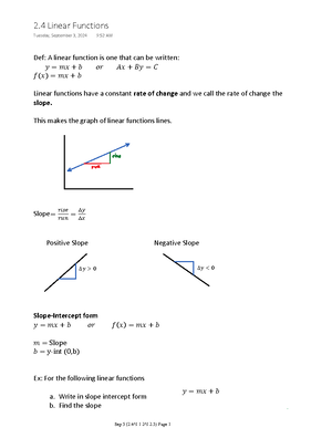 Linear Functions and Equations: Concepts and Applications (MATH 101 ...