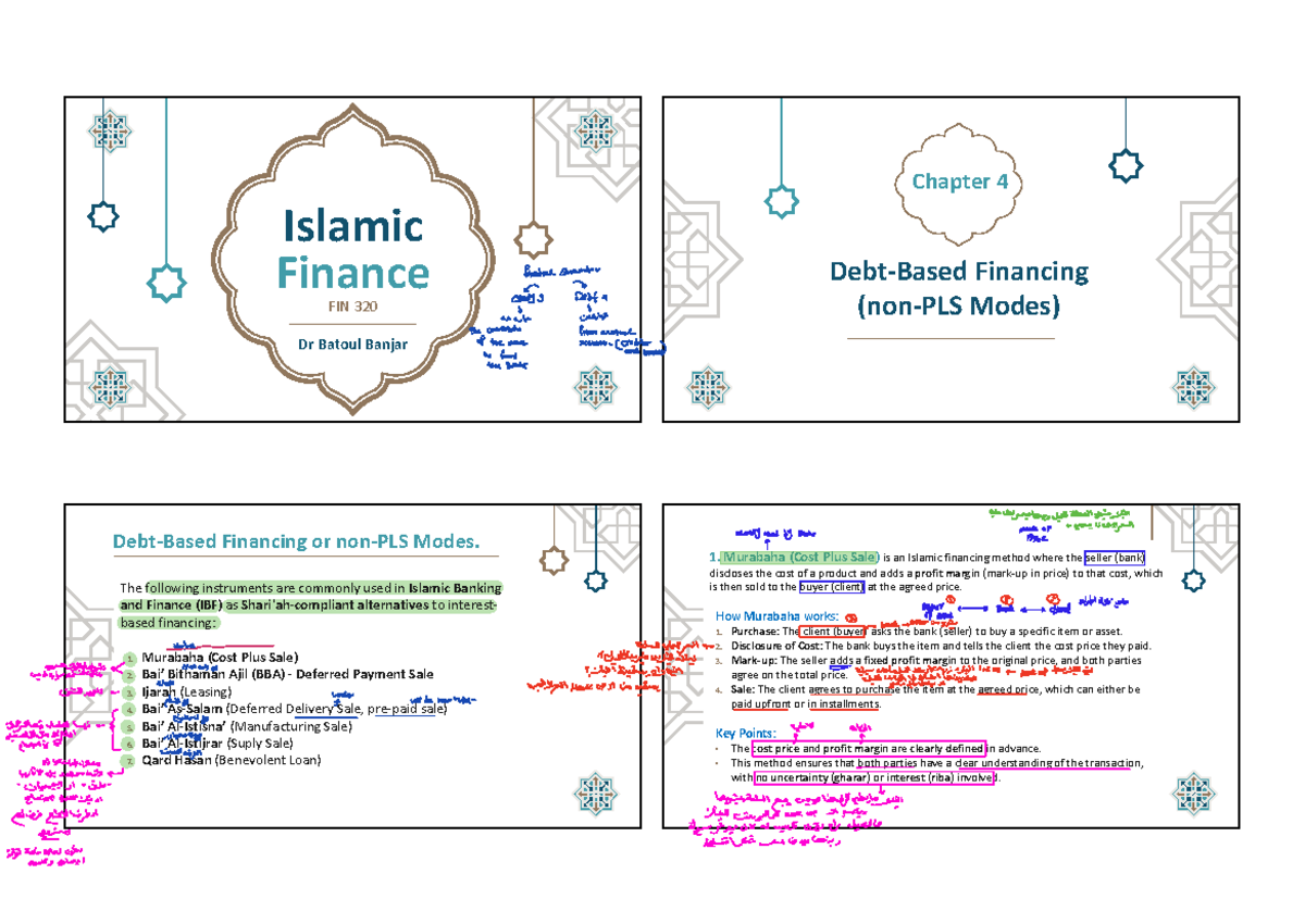 FIN 320 Islamic Finance Chapter 4: Debt-Based Financing Overview - Studocu
