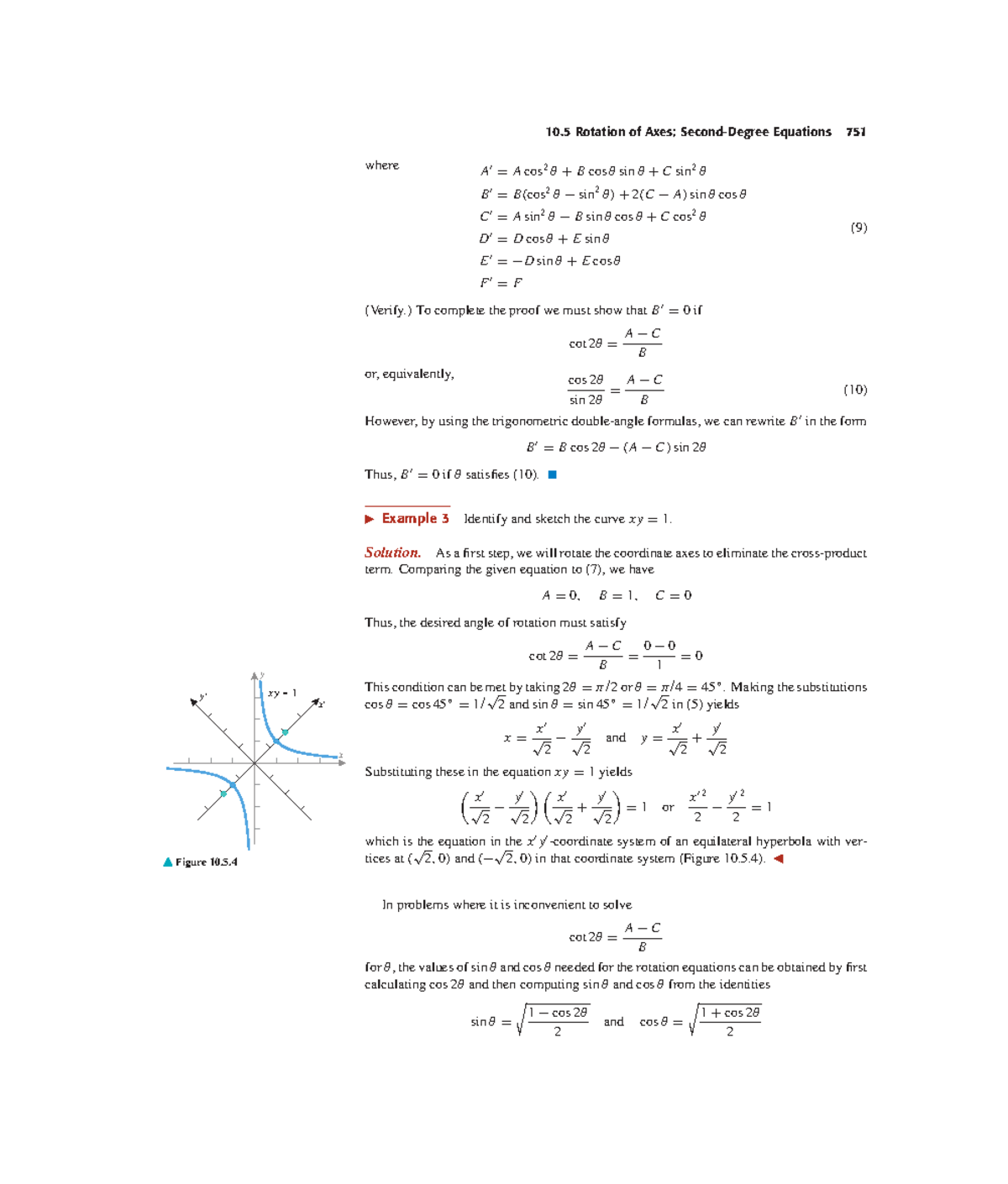 Calculus Anton C10 Lecture Notes: Rotation of Equations (Pages 773-774 ...