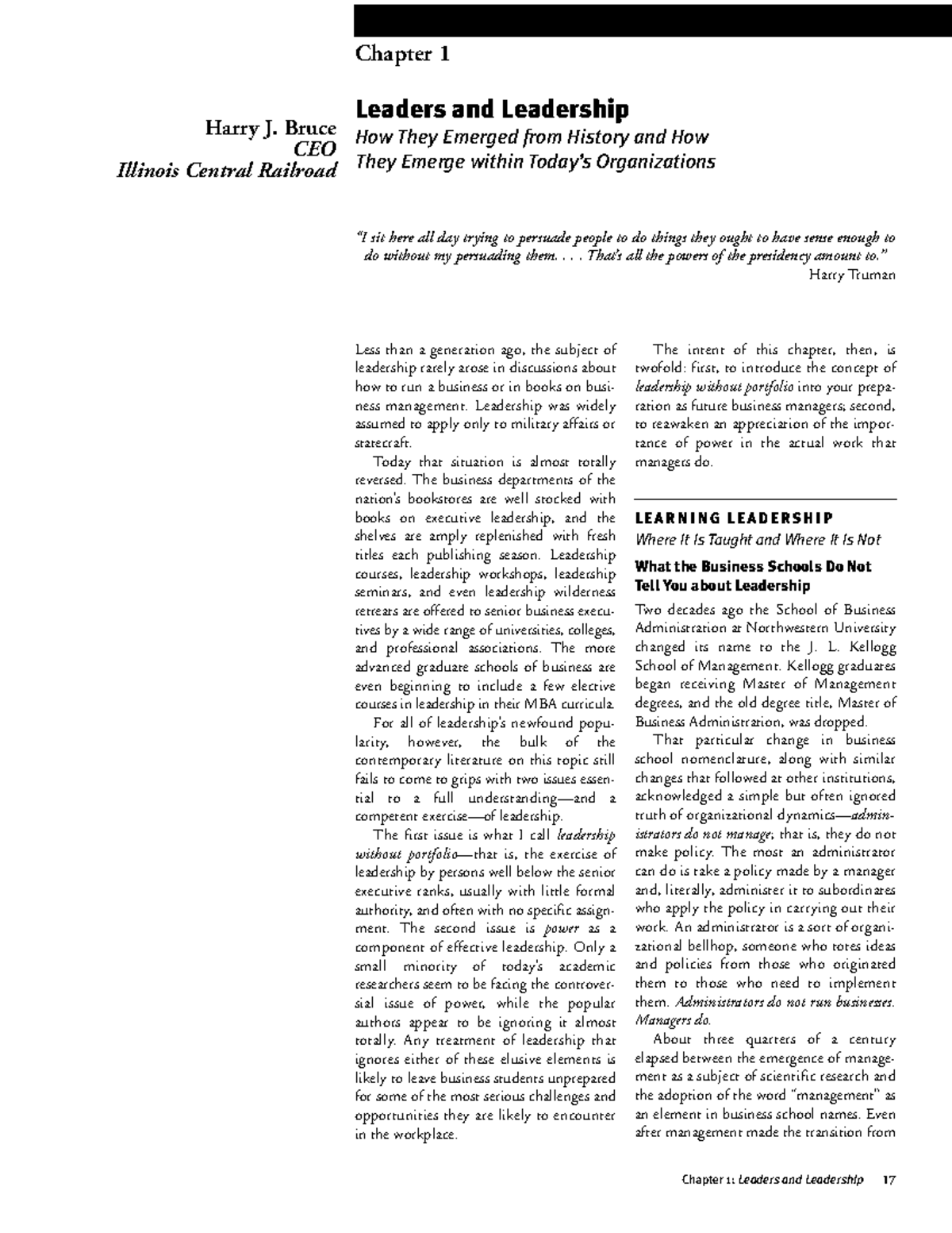 Chapter 1: Understanding Leadership Without Portfolio in Business - Studocu