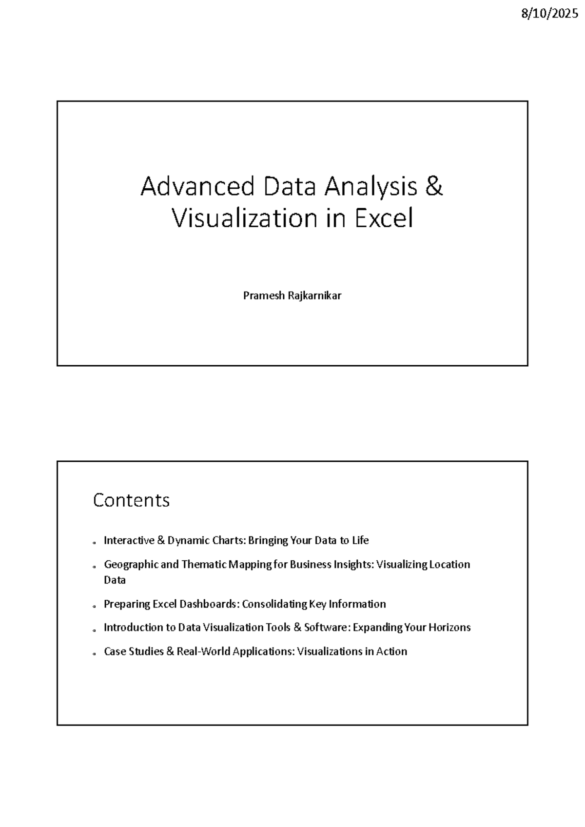 Unit 5 - Advanced Data Visualization & Analysis in Excel - Studocu