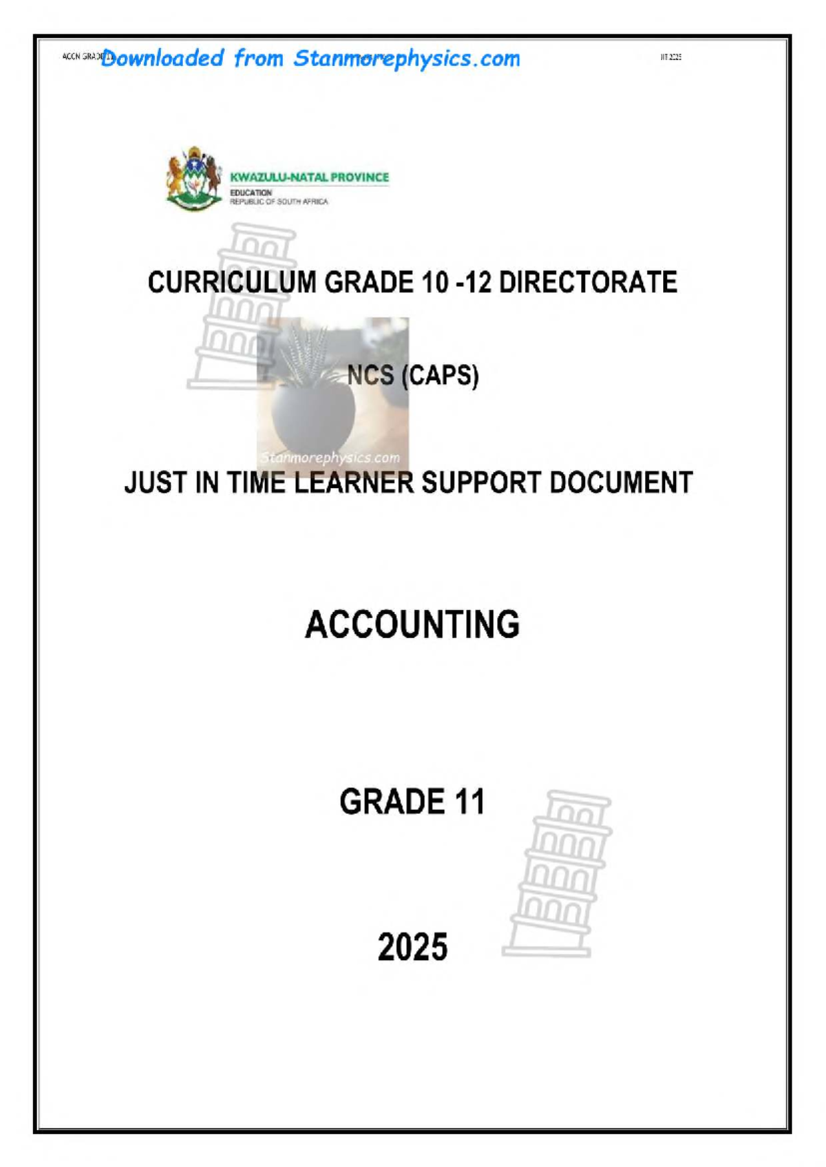 KZN ACCN GRADE 11 JIT 2025: Fixed Asset Management & Depreciation Notes ...