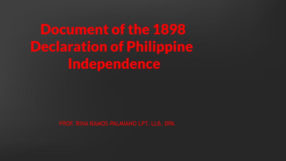 1898 Declaration of Philippine Independence: Key Events and Figures ...