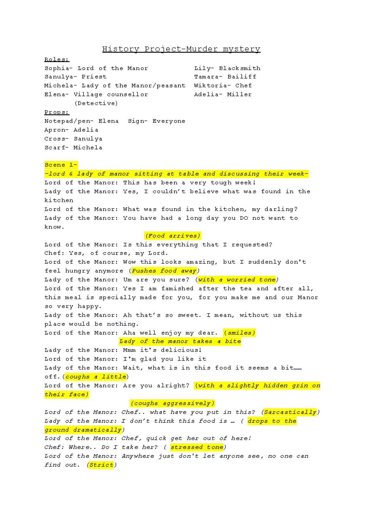History- Murder Mystery script - History Project-Murder mystery Roles ...