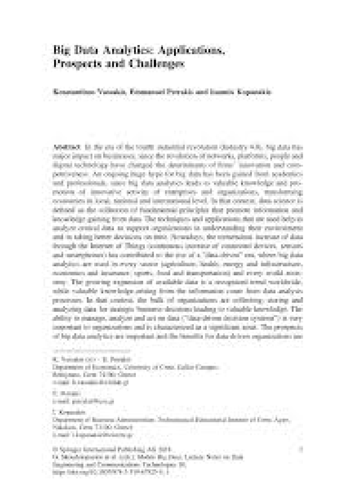 Big Data Analytics: Applications, Prospects & Challenges (ITCH 14 ...