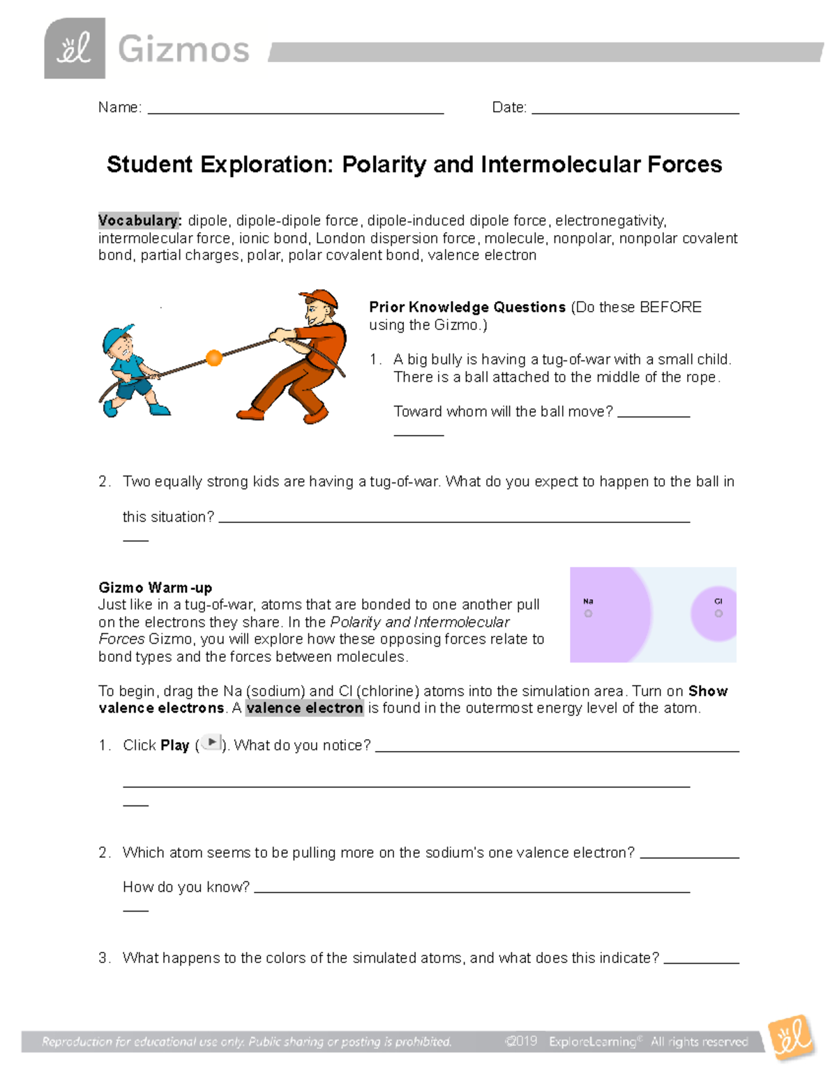 Gizmo Exploration: Intermolecular Forces Worksheet (8 Gizmo) - Studocu