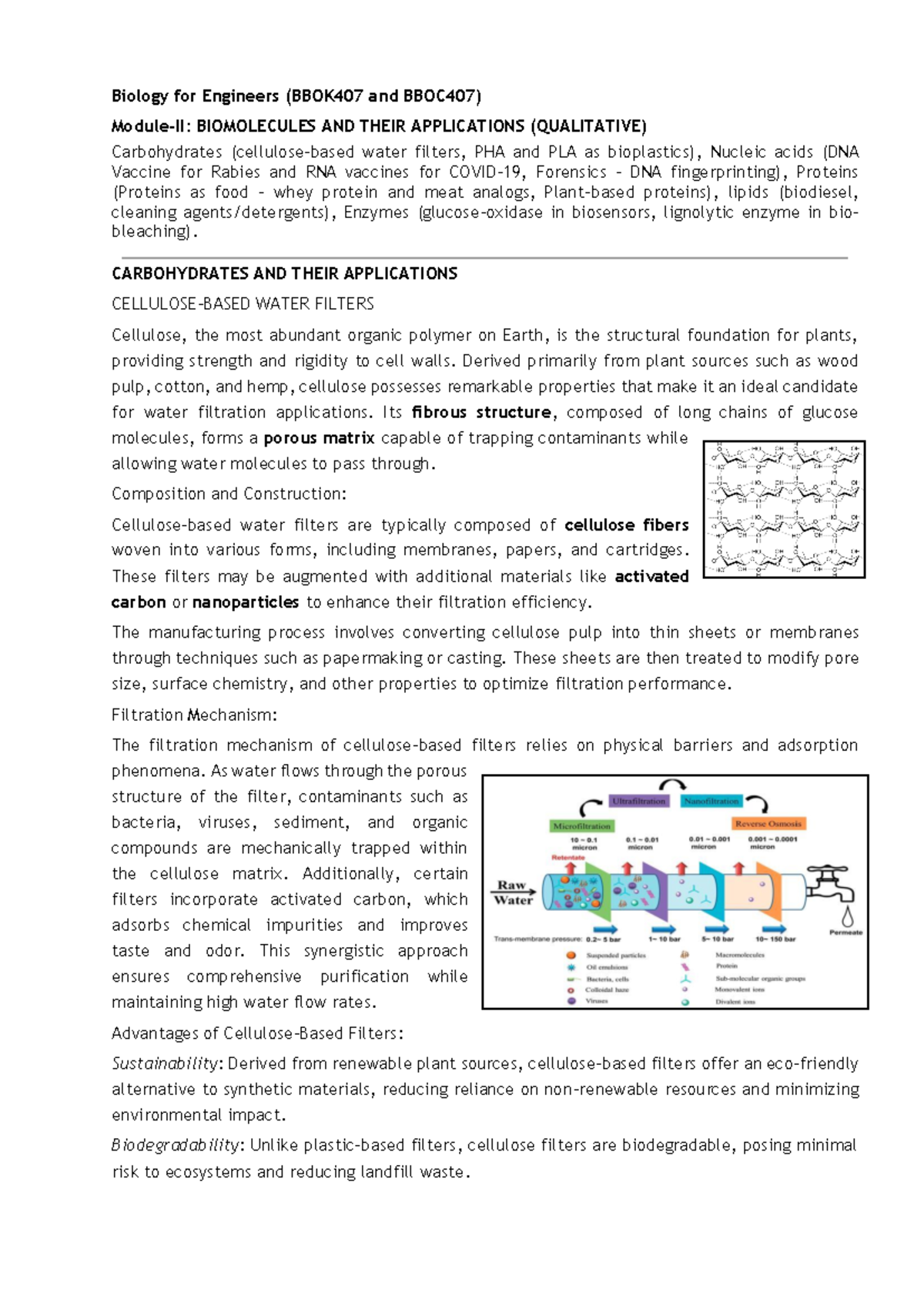 Module-II Biology - module II - Biology for Engineers (BBOK407 and ...
