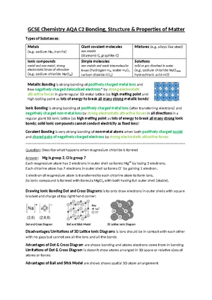 GCSE Chemistry AQA C1 Final Exam Notes on Atomic Structure & Periodic ...