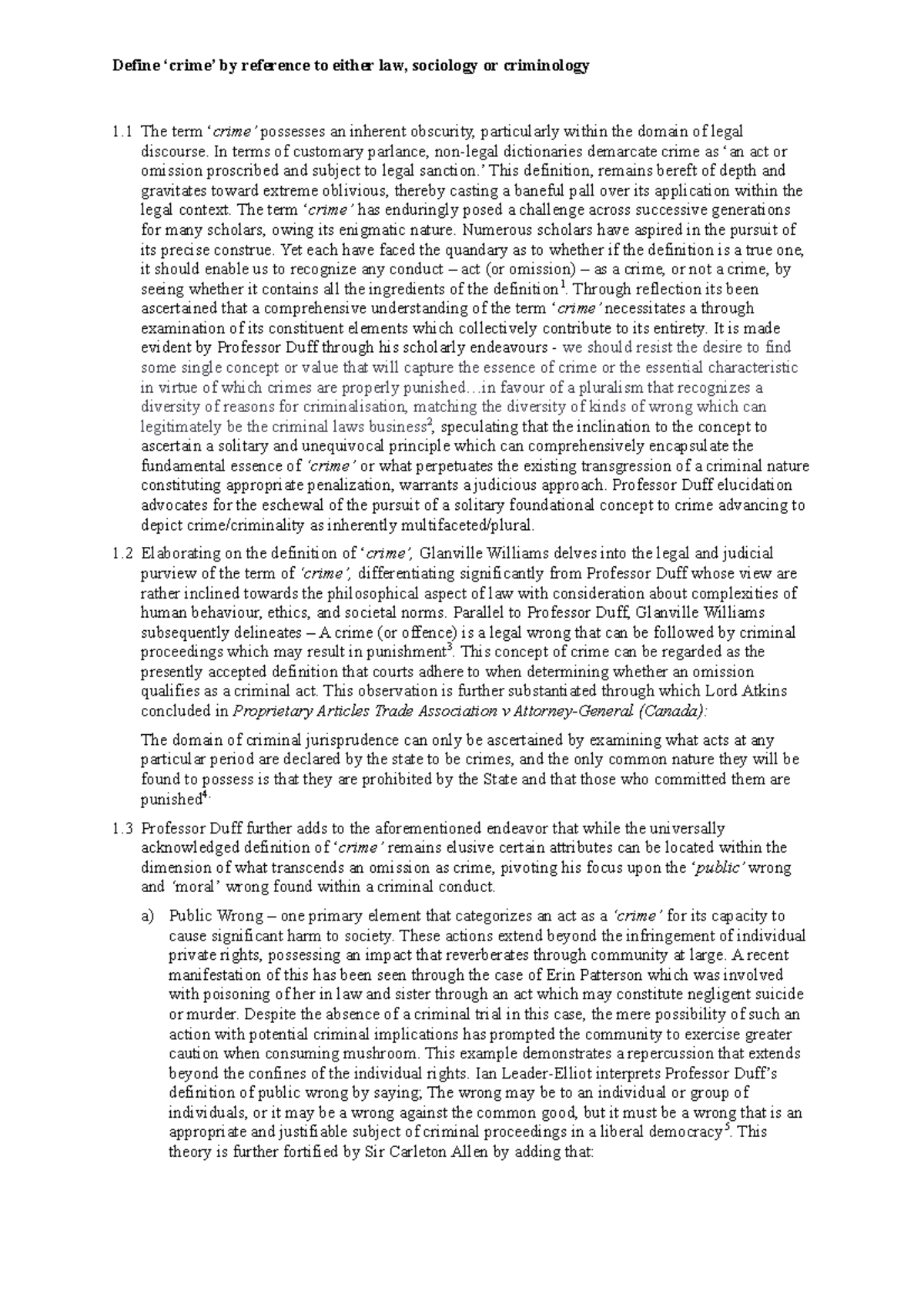 Defining 'Crime': A Sociological and Legal Perspective (LAW 101) - Studocu