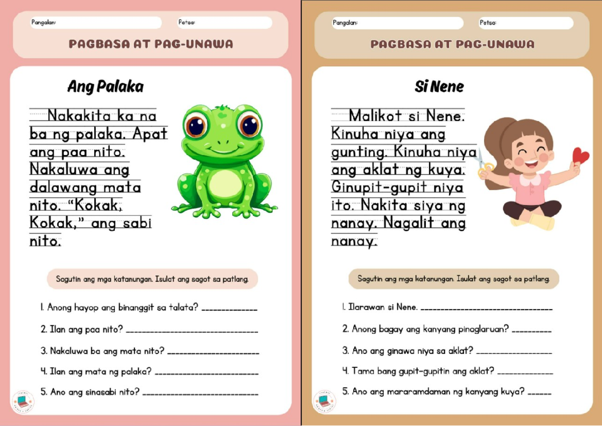 Nursery Worksheets: PAGBASA AT PAGPAPANTIG Activities - Studocu
