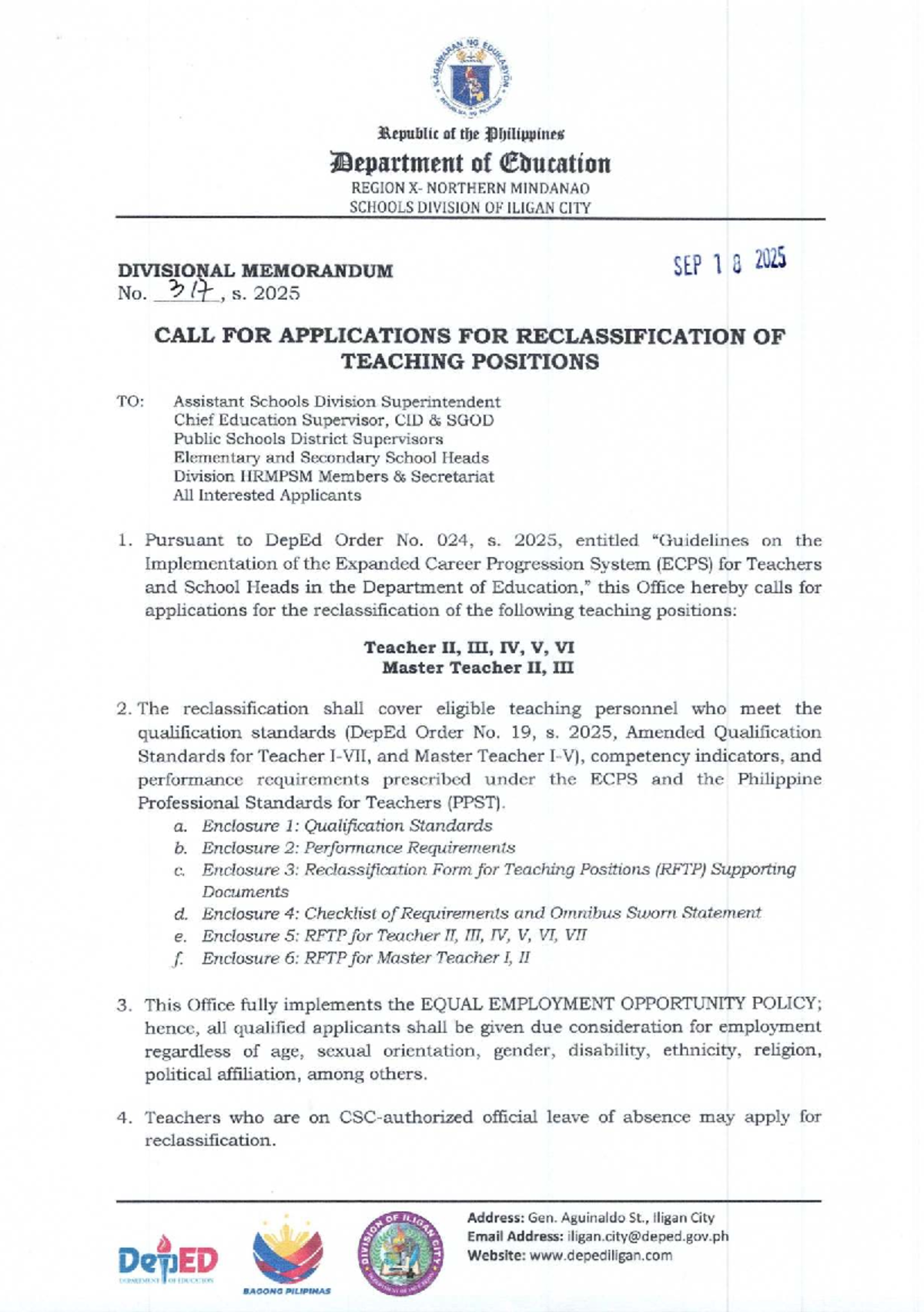 DM 317 S. 2025: Call for Applications for Teaching Position ...