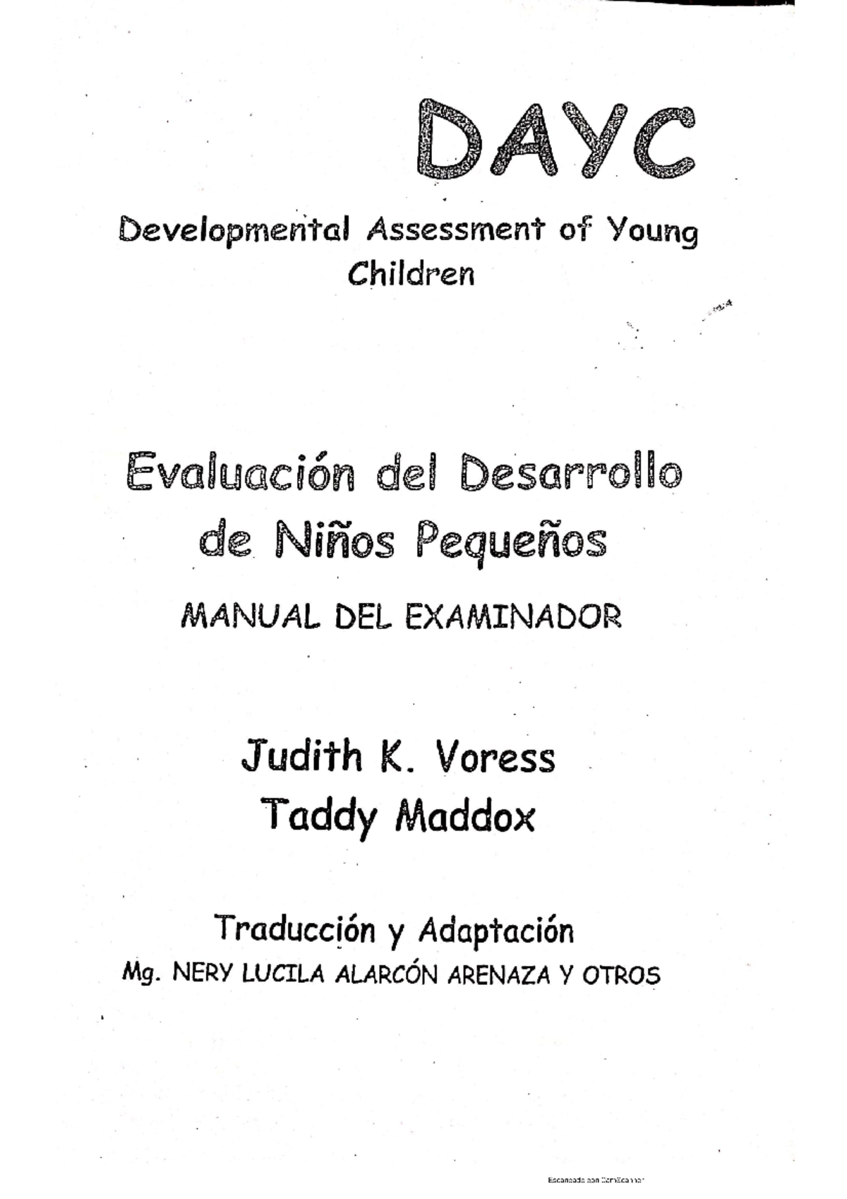 Manual de Evaluación del Desarrollo en Niños Pequeños (DAYC) - Studocu