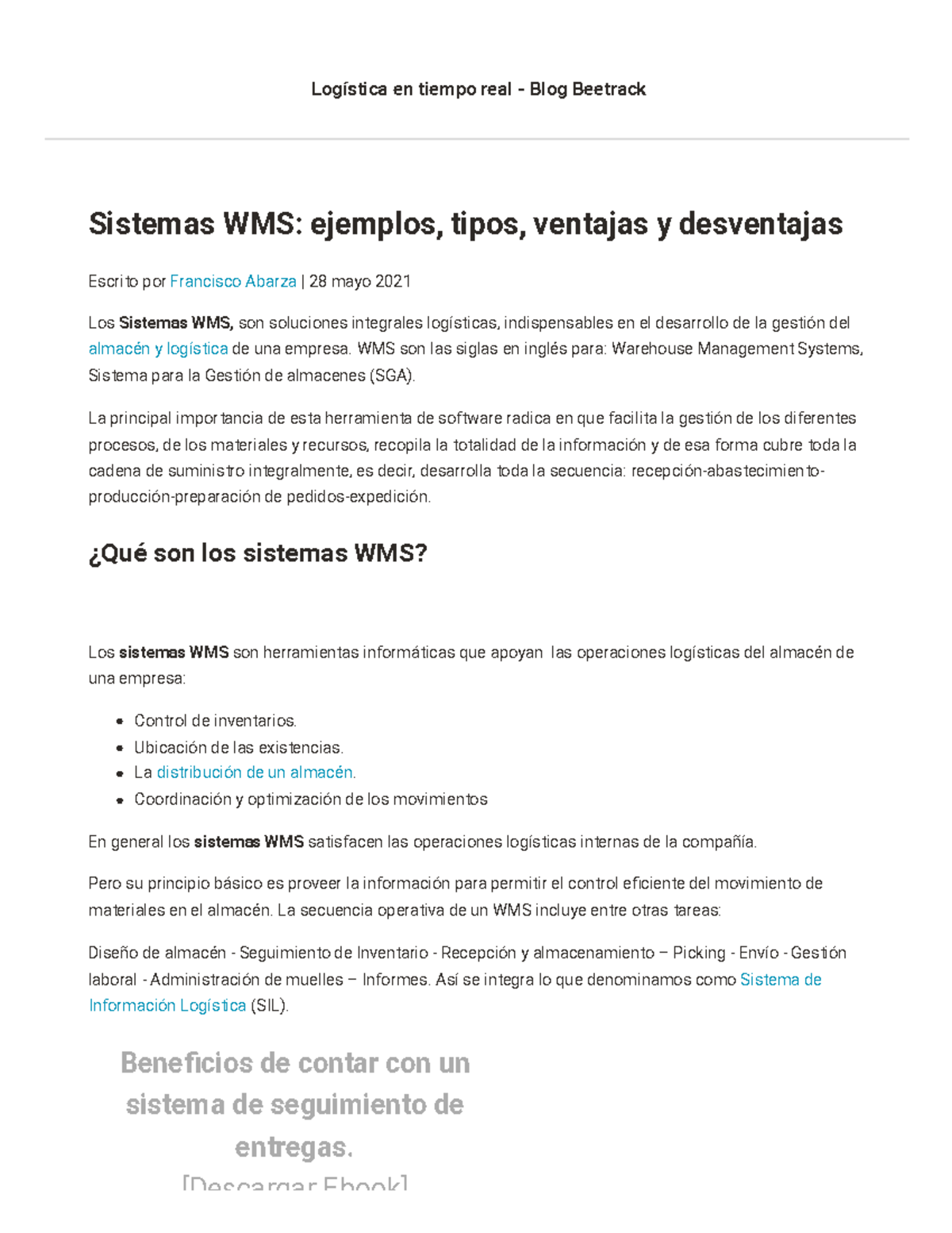 Ejemplos y Ventajas de Sistemas WMS: Guía Completa para Empresas - Studocu