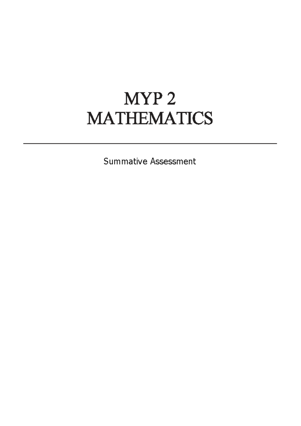 Summative Assessment MYP 2 Mathematics Formula Sheet & Practice ...