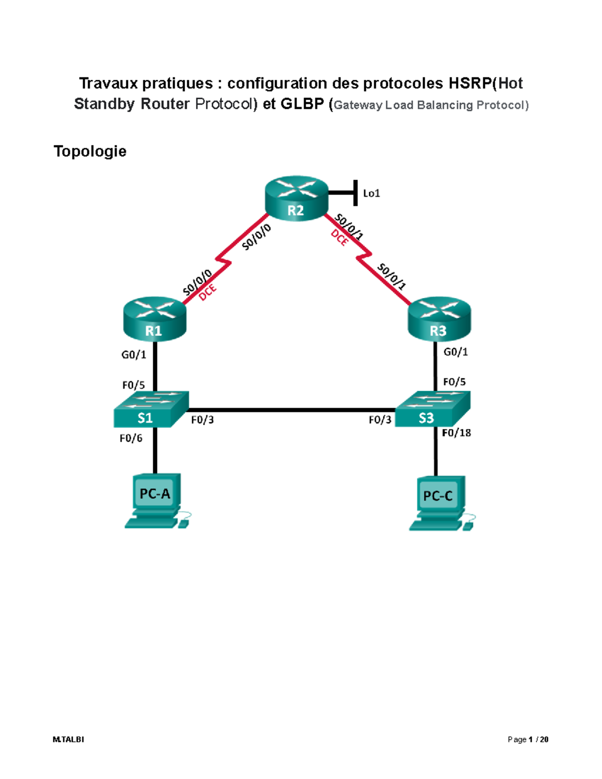 2.4.3.4 Lab - Configurer HSRP et GLBP pour la Redondance IP - ILM - Studocu