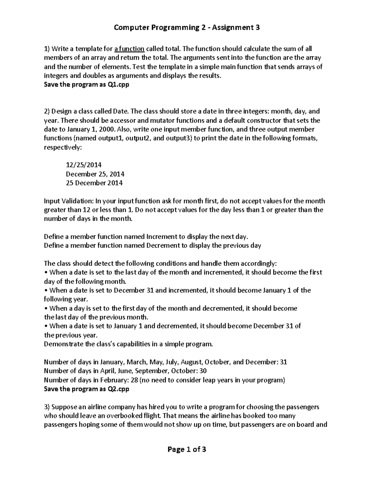 Computer Programming 2 - Assignment 3 Overview and Tasks - Studocu